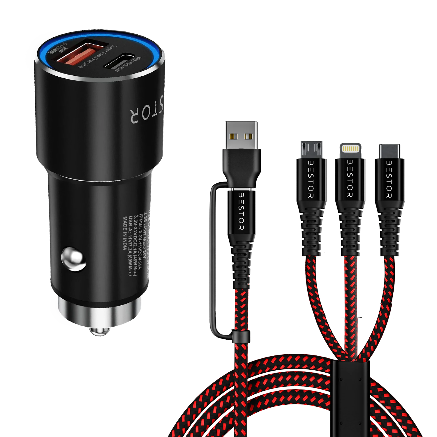 Car Adapter 125W with 5 in 1 Type C Cable – Bestor