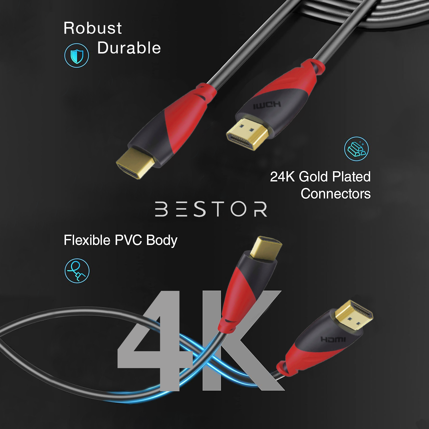 4K PVC HDMI With Gold Connector – Bestor
