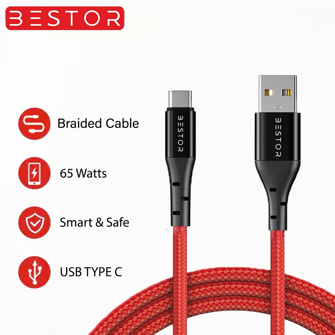 Bestor 65W VOC Type C USB Fast Charging Cable | Nylon Braided, High ...