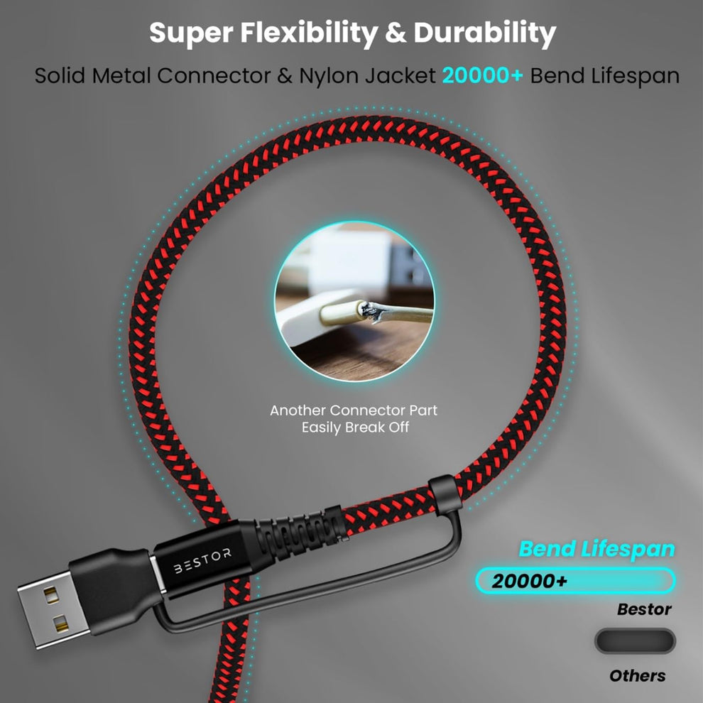 Bestor 5-in-1 Type C, 8 Pin, Micro USB Charging Cable | All-in-One ...