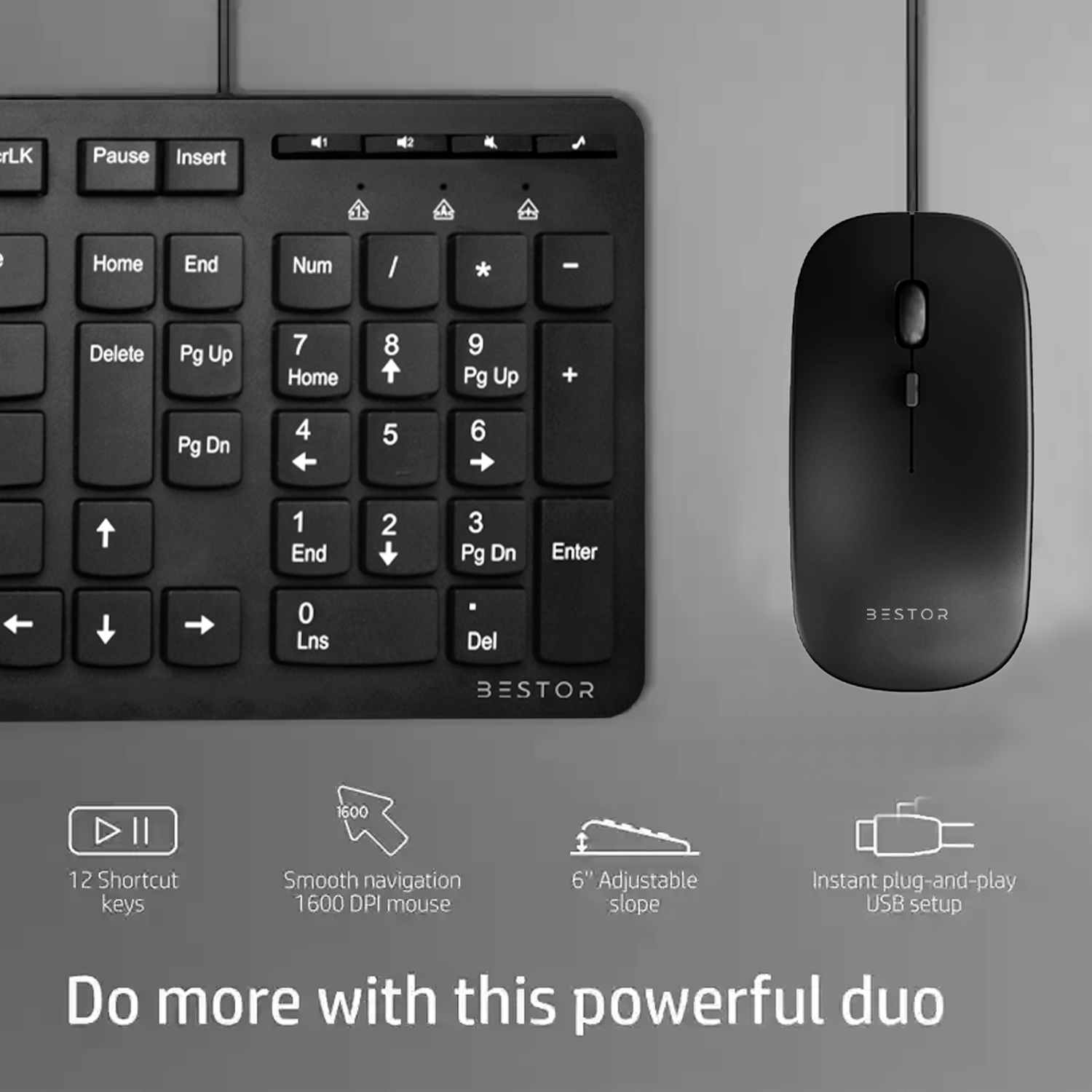 Wired USB Keyboard and Optical Mouse Combo – Bestor