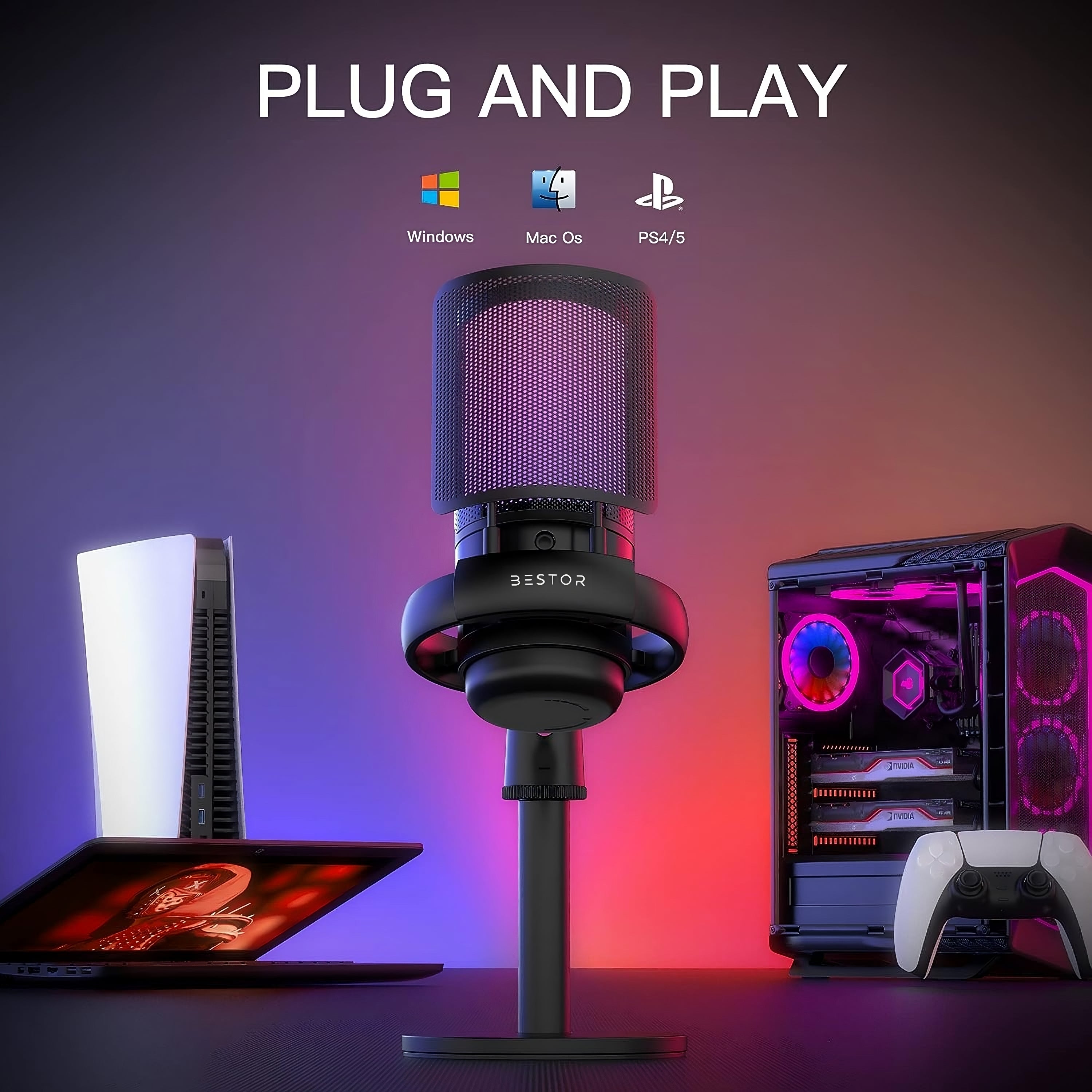 Bestor Gaming Microphone with RGB Lighting | Professional, Budget ...